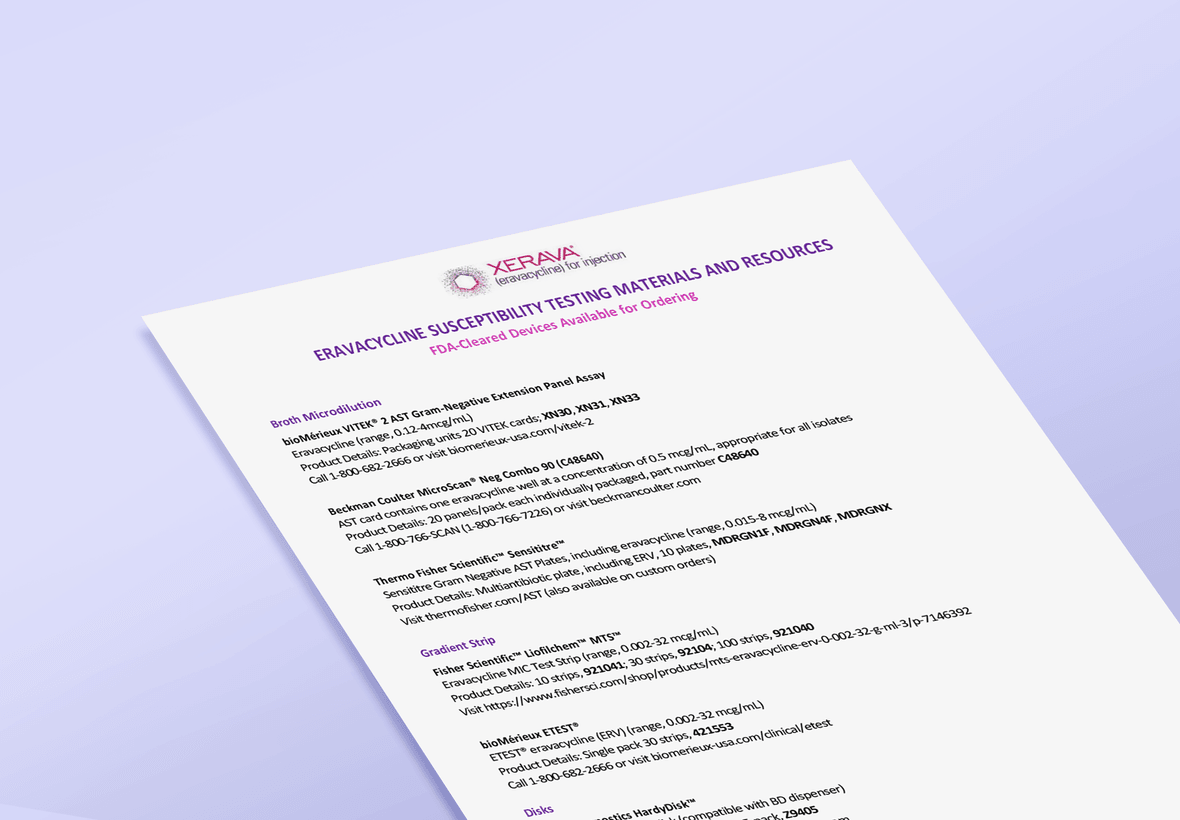Access & Resources | XERAVA® (eravacycline)